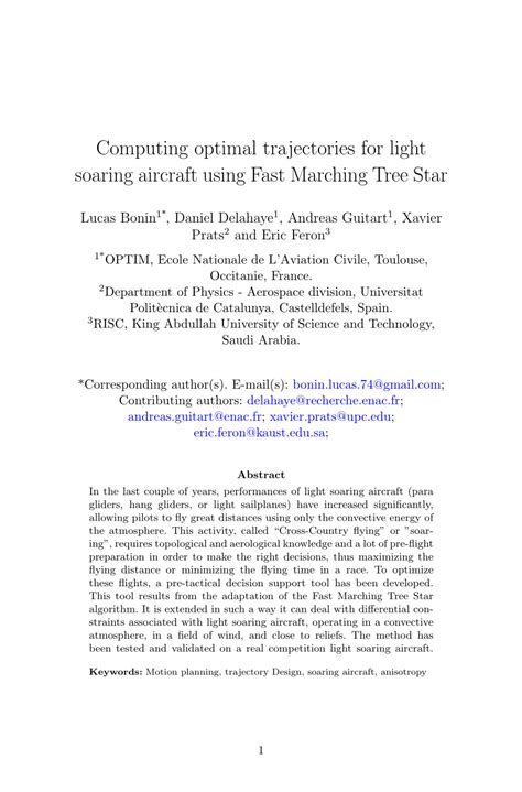 (PDF) Computing optimal trajectories for light soaring aircraft using Fast Marching Tree Star
