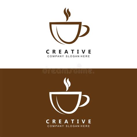 Coffee Logo Vector Caffeine Drink Symbol With Coffee Brown Color Design
