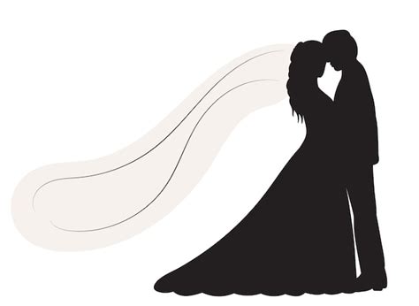 Conjunto De Novia Y Novio Silueta Aislado Vector Vector Premium