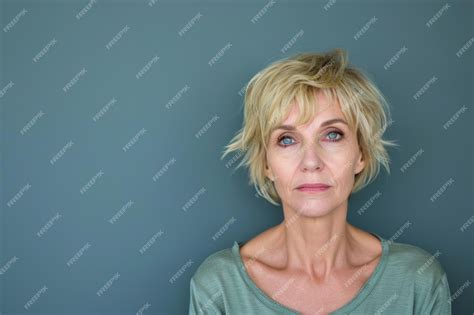 Premium Photo A Woman With Short Blonde Hair And Blue Eyes