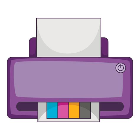 Impresora Con Icono De Papel De Color Cmyk Estilo De Dibujos Animados