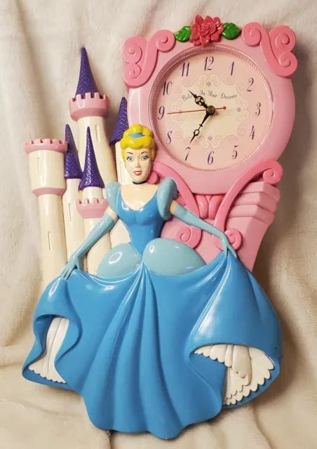 Disney Princess Cinderella Clock Wall Vintage Castle Believe In Your