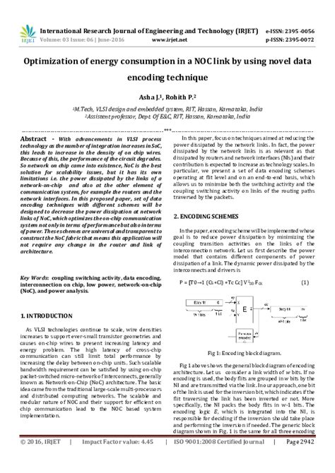 Pdf Optimization Of Energy Consumption In A Noc Link By Using Novel Data Encoding Technique