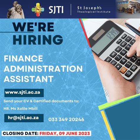 Finance Administration Assistant Vacancy St Josephs Theological