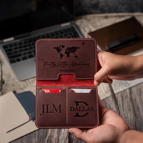 Personalized Leather Passport Holder Custom Laser Engraved Travel T
