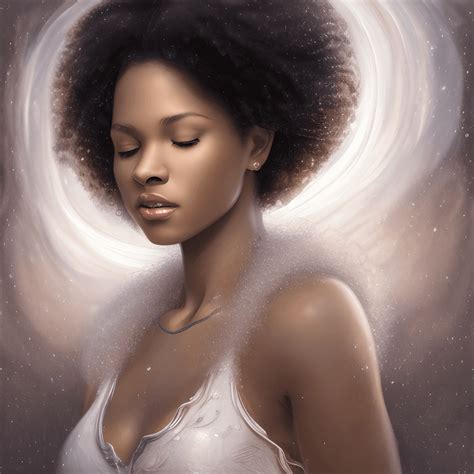 African American Fair Skinned Female Curly Brown Hair Snow Angel