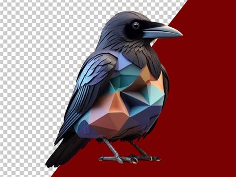 premium psd 3d rendering of raven made of geometrical shapes