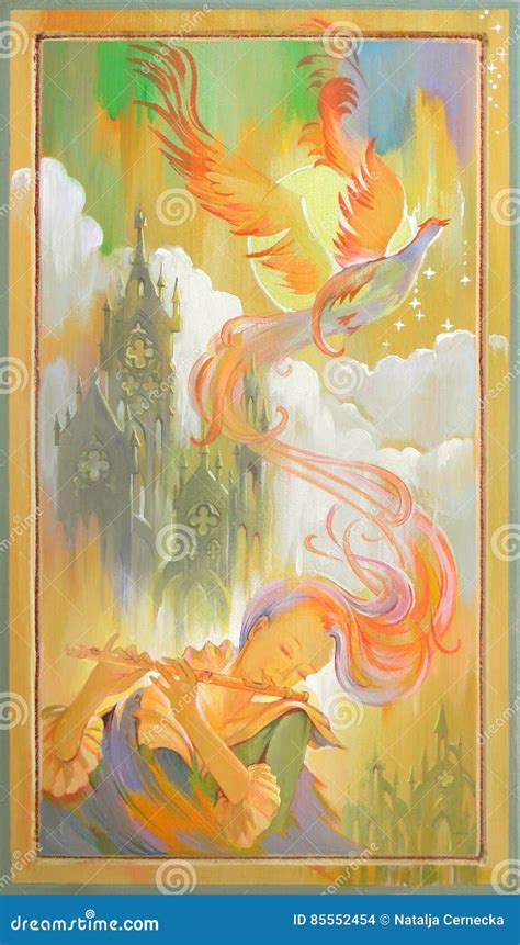 Firebird Portrait Of Beautiful Girl Playing The Flute In The Fantasy