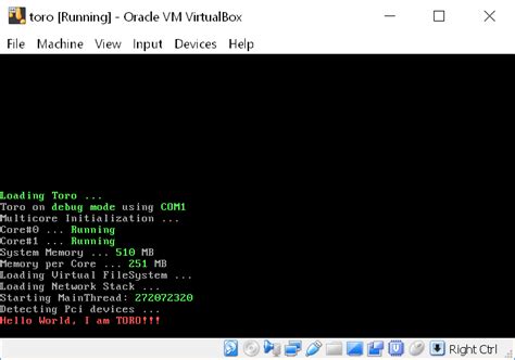 toro kernel running toro on top of virtualbox