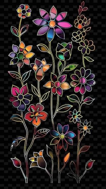 Premium Psd Illuminated Stained Glass Flowers Layered Stained Glass