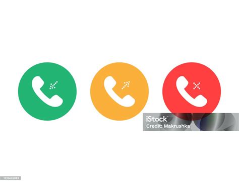 수신 나가는 및 부재중 전화 아이콘입니다 화살표가 있는 다이얼 기호 집합입니다 전화 통신의 격리 된 버튼입니다 전화 통화 아이콘을 수락하거나 거절합니다 벡터 Eps 10