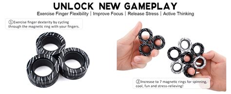 Cevioce Magnetic Ring Fidget Toy Set 3 PCS Fidget Rings Spinner Toys
