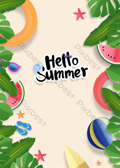 종이 컷 나뭇잎 여름 해변 배경 Png Psd 무료 다운로드 Pikbest