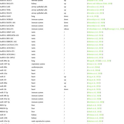 Relationship Between Lncrna Mirna Circrna And Various Systems In