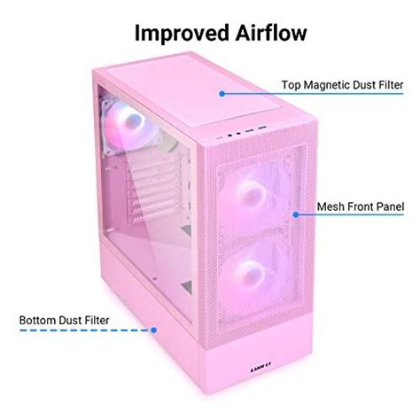 Lian Li High Airflow Atx Pc Case Rgb Gaming Computer Case Mesh Front Panel Mid Tower Chassis W