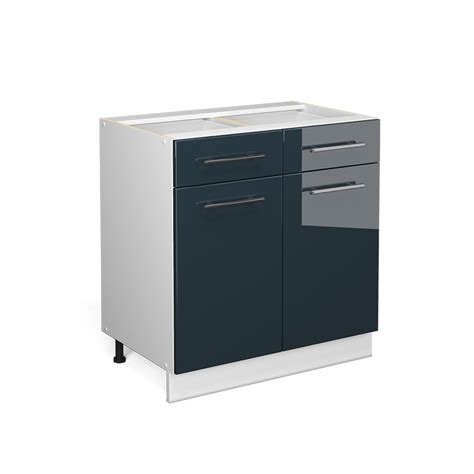Vicco Meuble Cuisine Fame Line Bleu Foncé Brillantblanc 80 Cm Sans