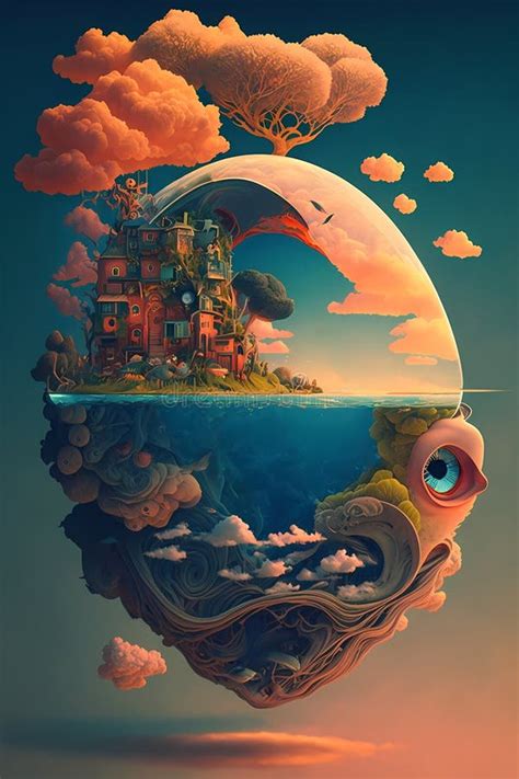 Sustainable Architecture Green Home Tree Growing From The House Conceptual Illustration Stock