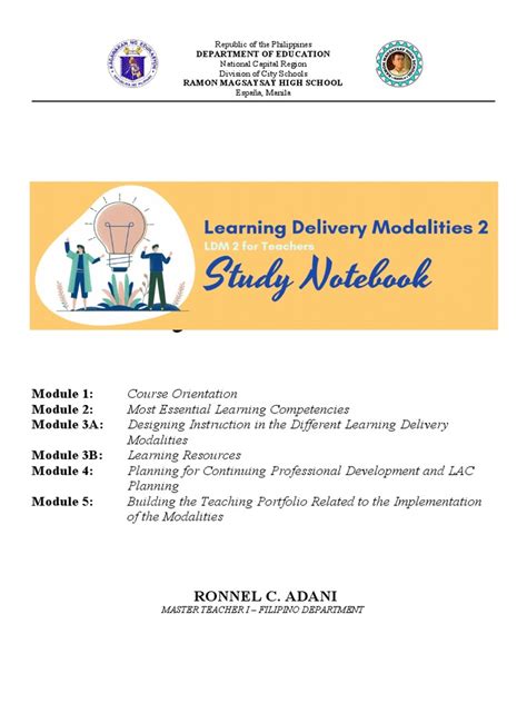 Learning Delivery Modalities Pdf Educational Assessment Facilitator