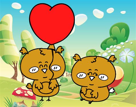 Dibujo de Unos pajaritos enamorados pintado por en Dibujos net el día a las