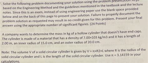Solved Solve The Following Problem Documenting Your Solution