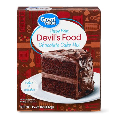 Great Value Deluxe Moist Devils Food Chocolate Cake Mix 1525 Oz Box