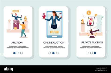 Auction Mobile App Onboarding Screens Vector Template Stock Vector Image And Art Alamy