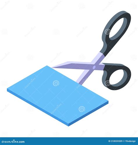 Cartoon Scissors Cutting Paper Vector Stock Vector Illustration Of