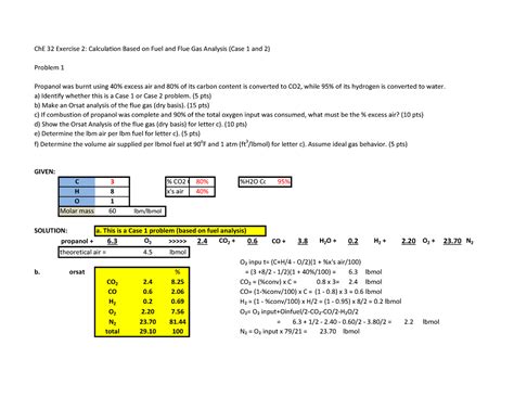 Calculation Based On Fuel And Flue Gas Analysis Given C 3 Co2