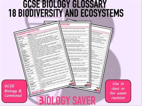 Gcse Biology Glossary 18 Biodiversity And Ecosystems Teaching Resources
