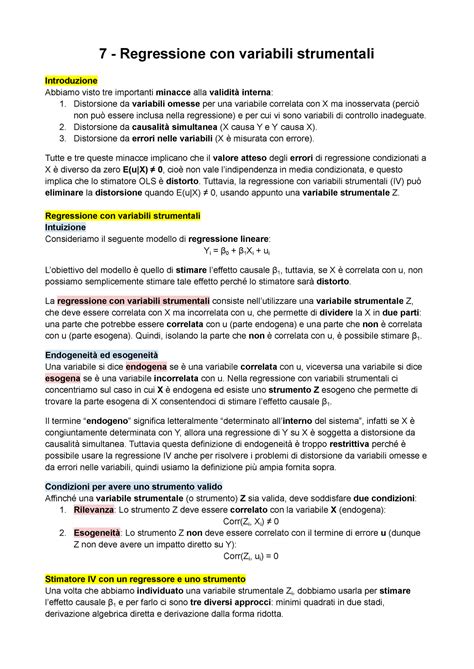 7 Regressione Con Variabili Strumentali 7 Regressione Con Variabili Strumentali