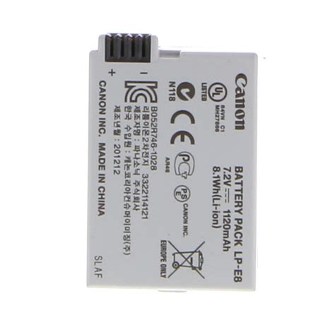 Canon Battery Lp E8 Battery 72v 1120mah At Keh Camera