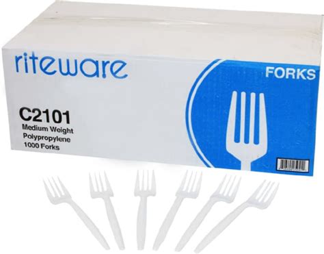 Riteware White Polypropylene Forks Medium Weight Cutlery 1000cs