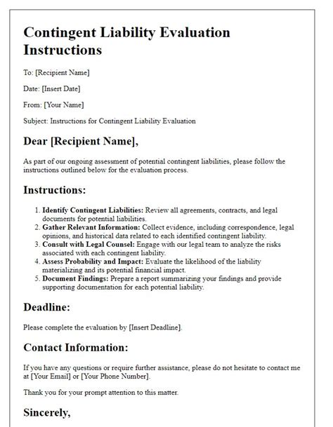 Letter Template For Contingent Liability Disclosure Advice Free Samples In Pdf Letterin