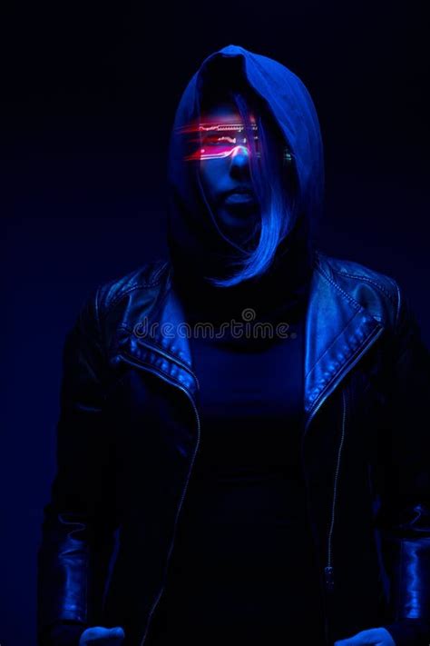 Woman Is Using Augmented Reality Headset Concept Of Virtual Augmented