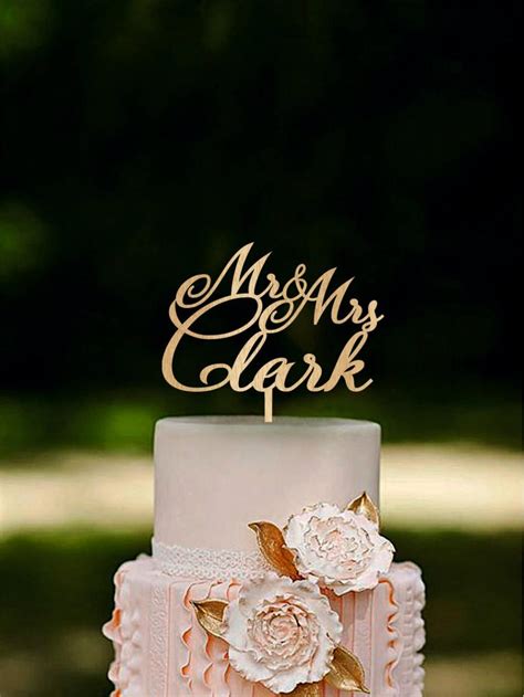 Personalised Mr And Mrs Cake Topper Wedding Couple Cake Topper Rustic