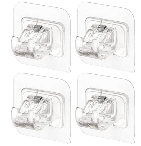 Badu Bg 4pcs Куки за корнизи Скоби Самозалепващи държачи за корнизи