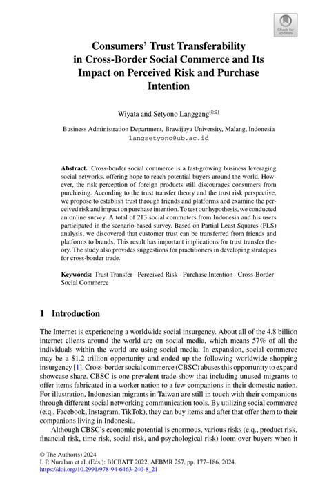 Pdf Consumers Trust Transferability In Cross Border Social Commerce And Its Impact On
