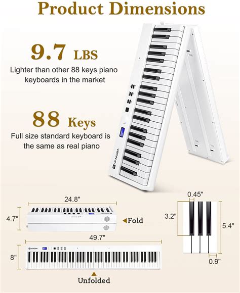 Vangoa Vgd882 88 Keys Piano Keyboard Foldable Bluetooth Digital Piano