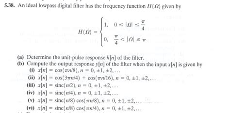 Solved 538 An Ideal Lowpass Digital Filter Has The