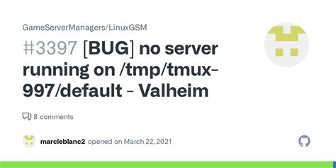 Bug No Server Running On Tmptmux 997default Valheim · Issue