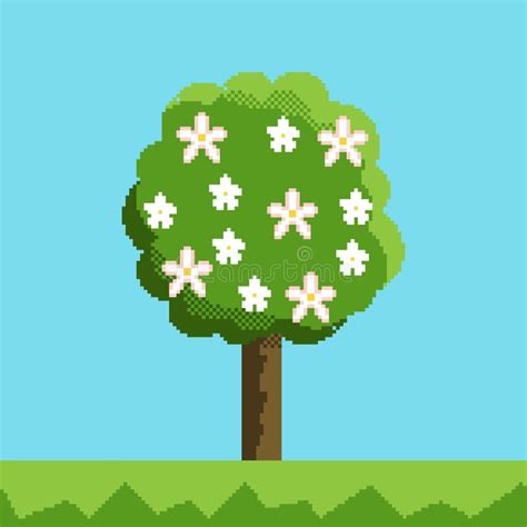 Pixel Art Nature Elements Stock Illustration Illustration Of