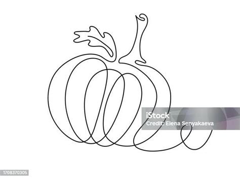 호박 연속 선 그리기 가을 수확 Halloween흰색 배경에 검은 벡터 그림 10월에 대한 스톡 벡터 아트 및 기타 이미지