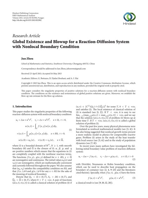 Pdf Global Existence And Blowup For A Reaction Diffusion System With Nonlocal Boundary Condition