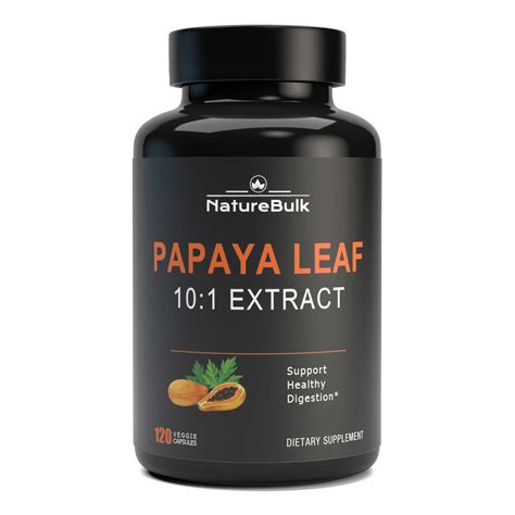 Naturebulk Papaya Leaf Extract Capsules 10x Strength 120 Veg Capsules Immune Gut