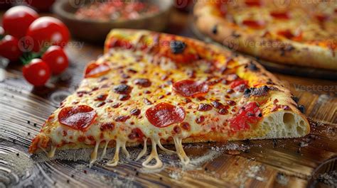 A Close Up Of A Delicious Pepperoni Pizza Slice With Gooey Cheese