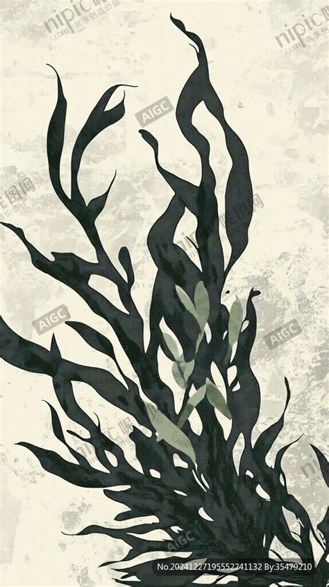 AI创作图沉水植物插画 插画海带 海藻背景海藻设计 水草插画 海草背景海草设计 海藻海水海鱼海星 海底植物图 绿色的水下植物 海底水草 水下