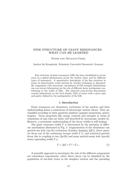 Pdf Fine Structure Of Giant Resonances What Can Be Learned