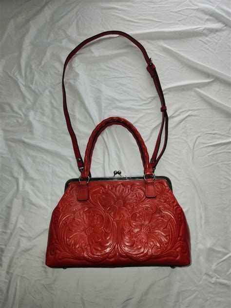 Patricia Nash Rora Frame Satchel Tooled Leather Papay Gem