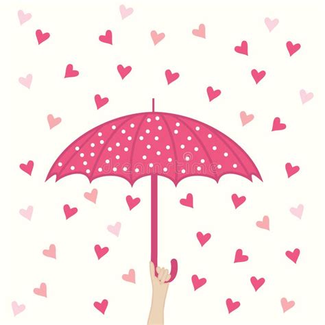 Seamless Pattern With Umbrella And Hearts Rain Stock Vector