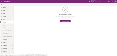 Power Apps Unknown Error Occured Rpowerapps